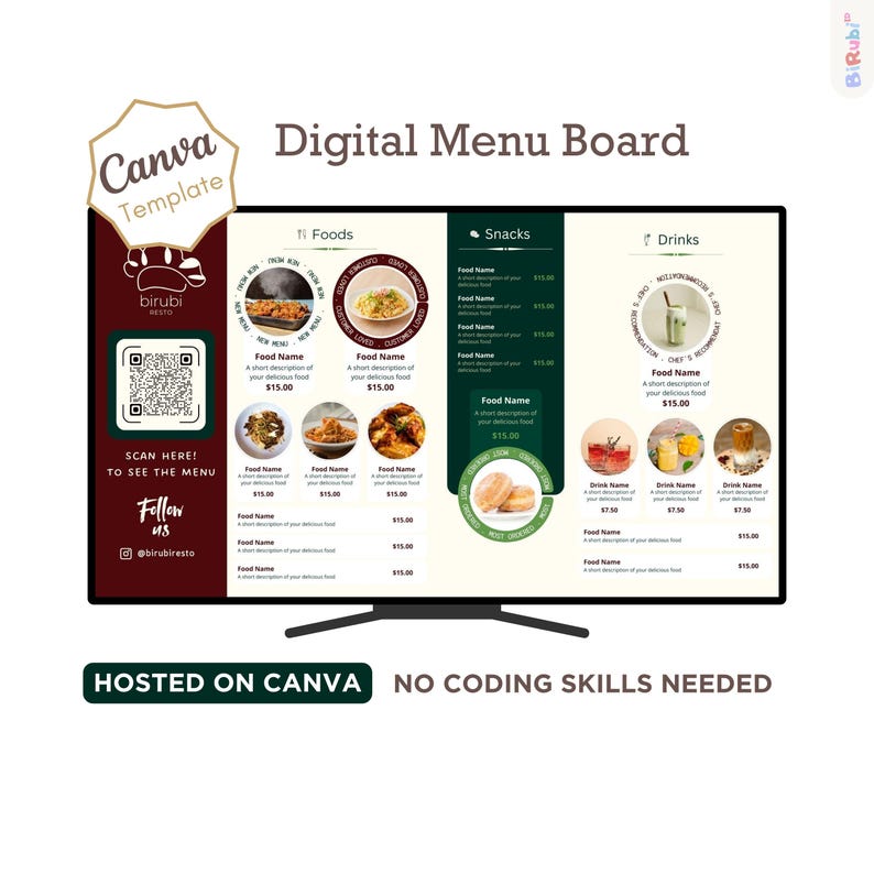 Digital TV Menu Board | Animated Menu Display | Signage Template for ...