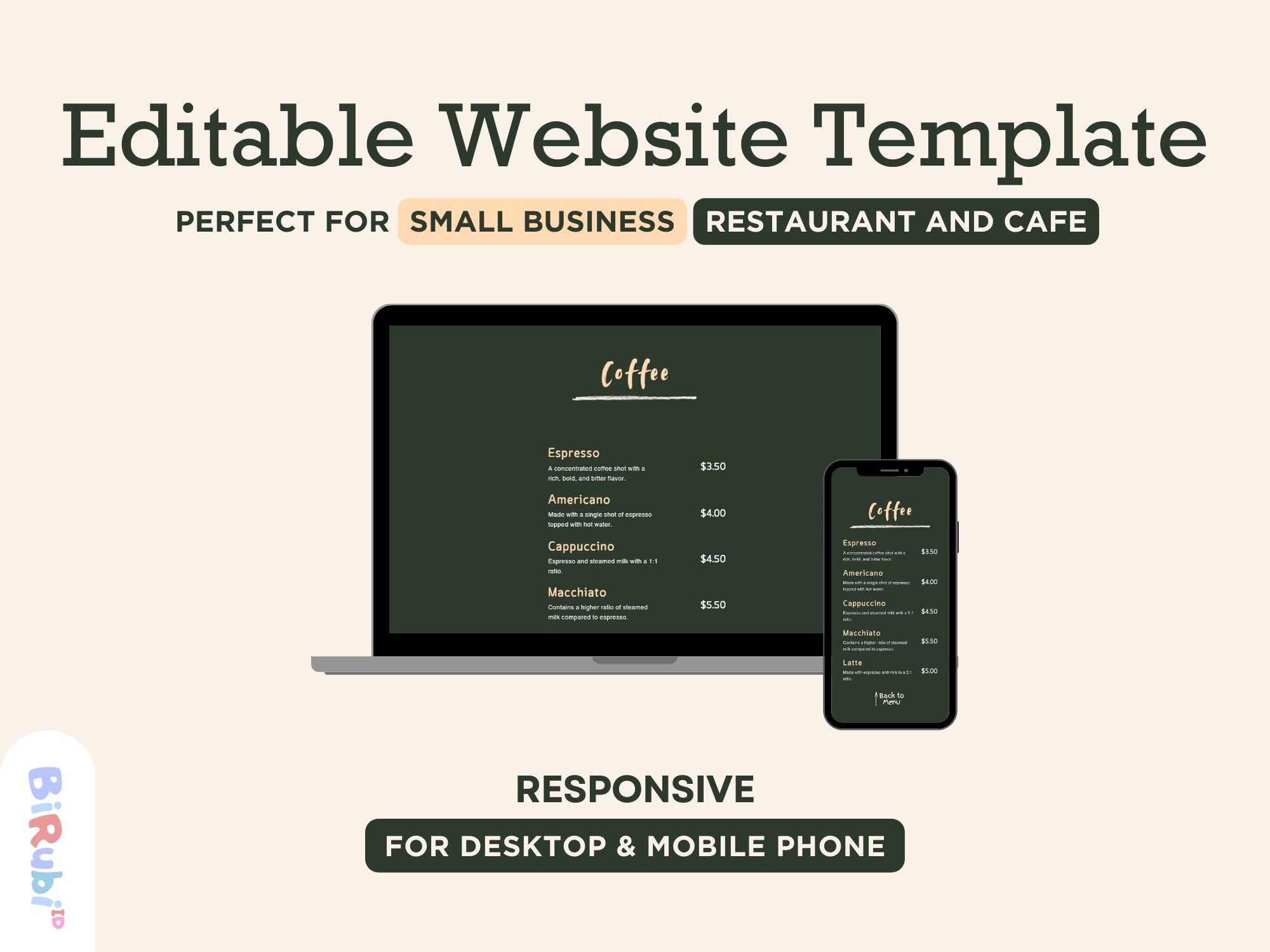 Editable QR Menu Website Template: Restaurant Cafe Menu (canva Digital ...