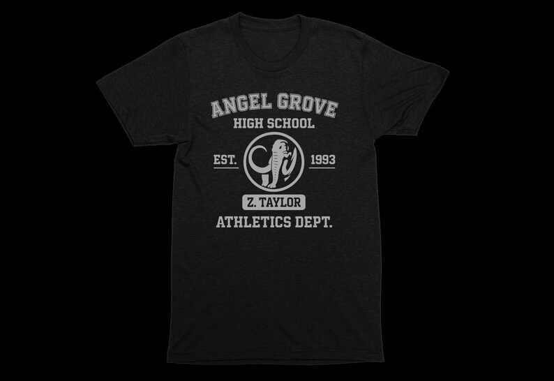 Black Power Ranger Zack – Angel Grove High School Athletics Shirt ...