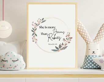 Proverbs 3:15, Printable Bible Verse, She is More Precious Than Rubies ...