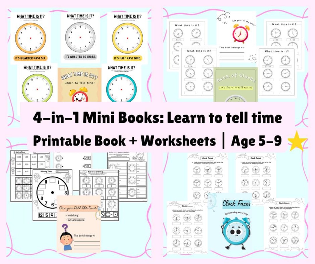 Learning Clock & Telling Time Book | Kids Printable Worksheets | Fun ...