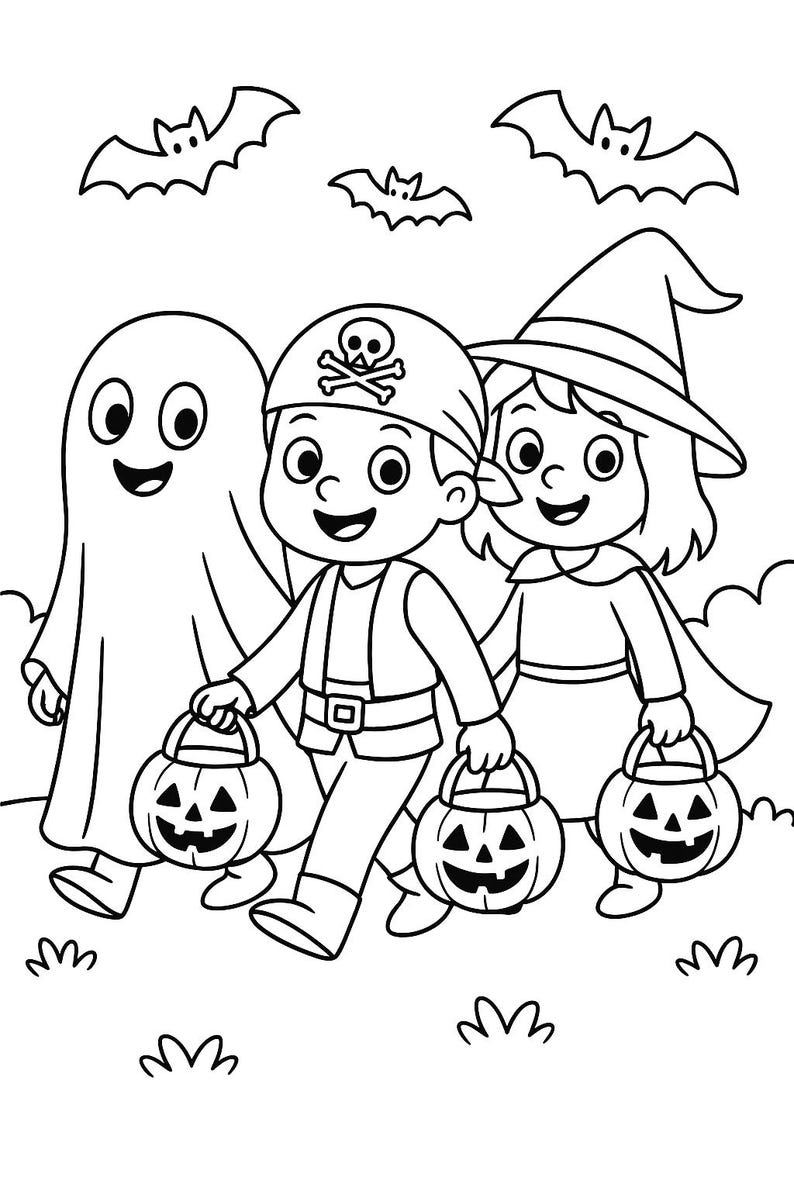 Halloween Coloring Pages for Kids and Adults: Family Activity (12 Pages ...