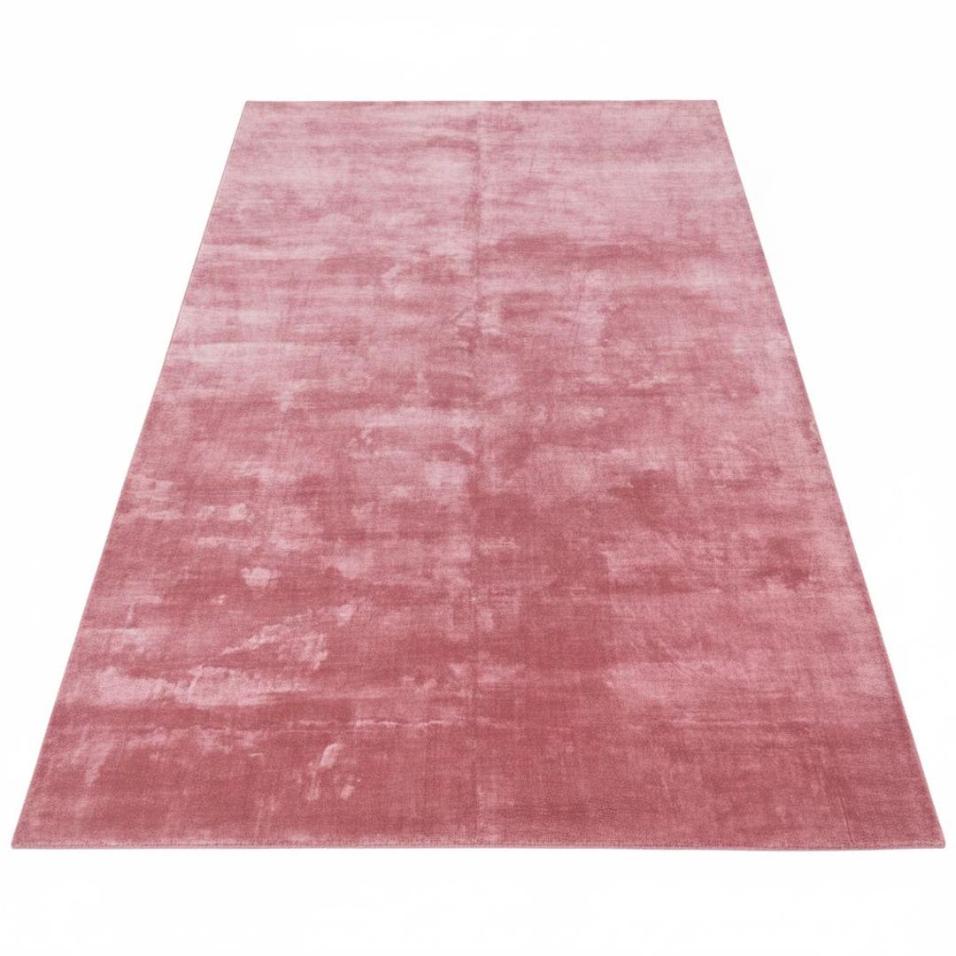 Handloom Viscose Carpet – Rose Pink Shimmer Rug, Luxurious Soft Modern ...