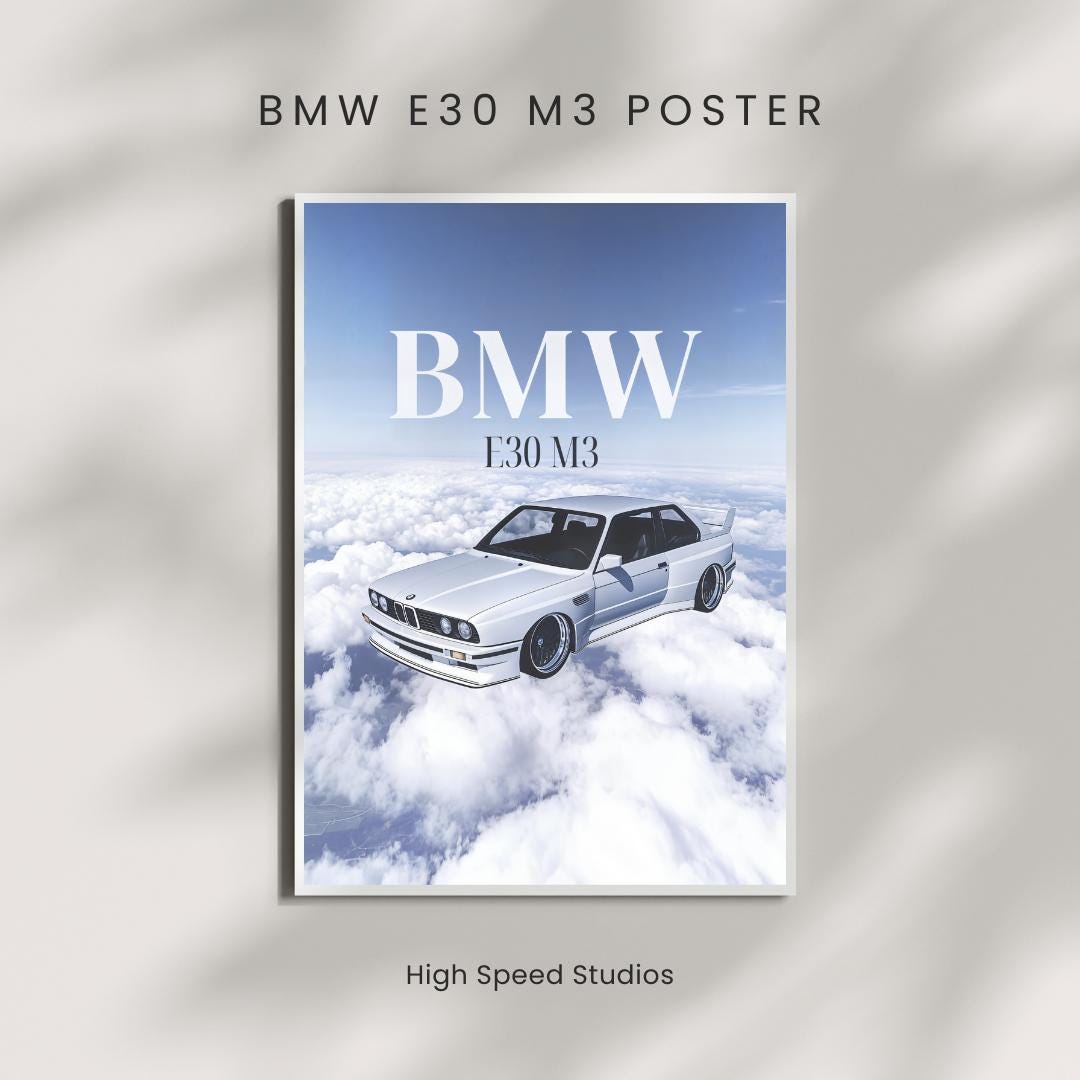 BMW E30 M3 Poster – Classic Car Wall Art, Vintage BMW Poster Print ...