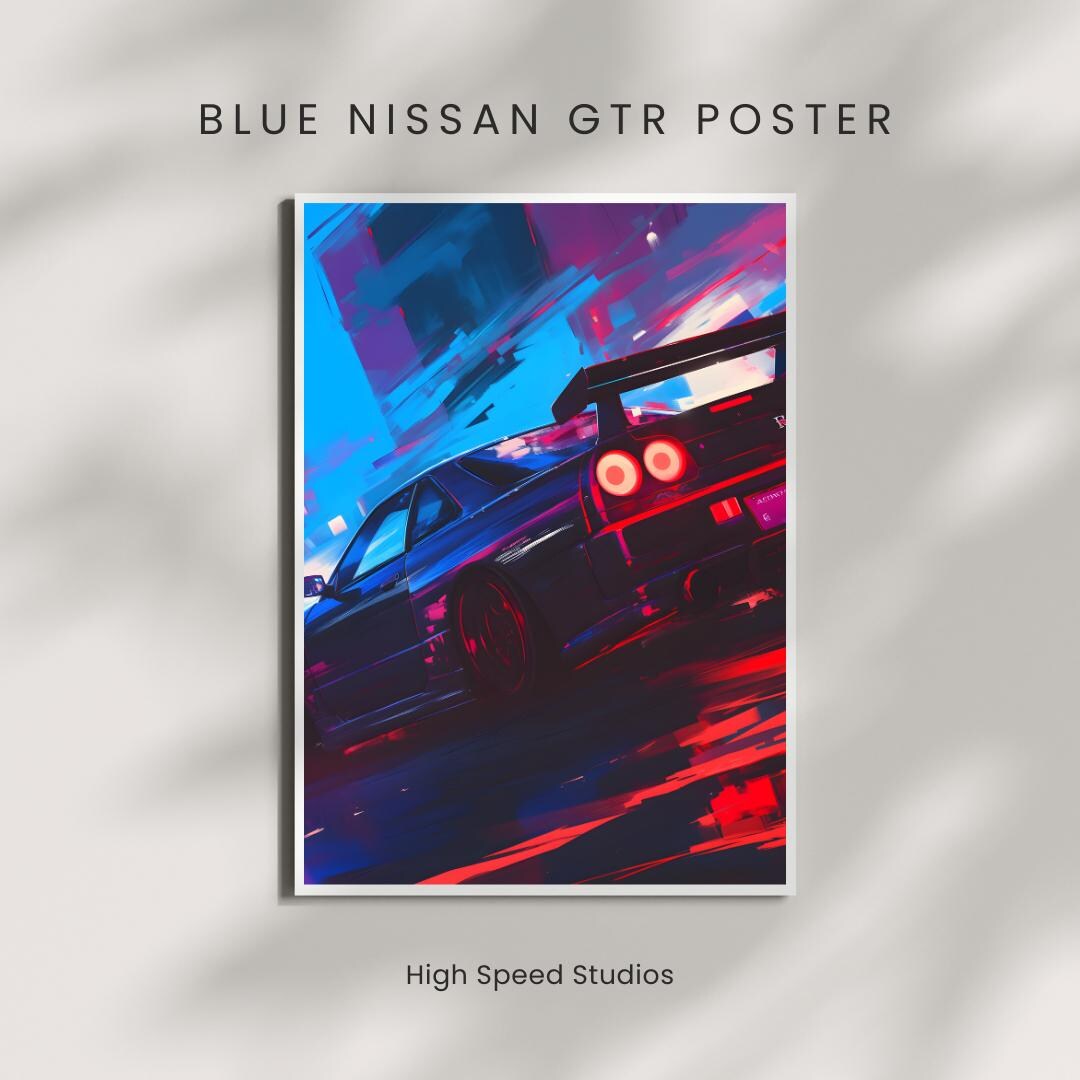 Nissan Skyline R34 Poster – JDM Car Wall Art, GT-R Print With Black ...