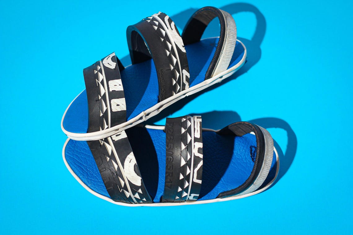 South African Hand-made Zulu Imbadada Sandals: Traditional Tyre Rubber ...