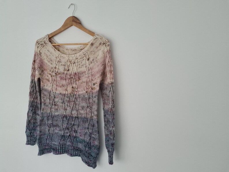 PATTERN Cabled Sweater Knitting Pattern / Five Colour Fade Knit Cable ...