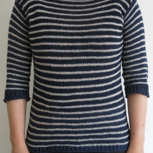 Raglan Sleeved Tee Knitting Pattern Striped Top Knit Pattern | Etsy