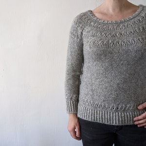 PATTERN Aran Weight Lace Yoke Sweater Knitting Pattern With Buttons ...