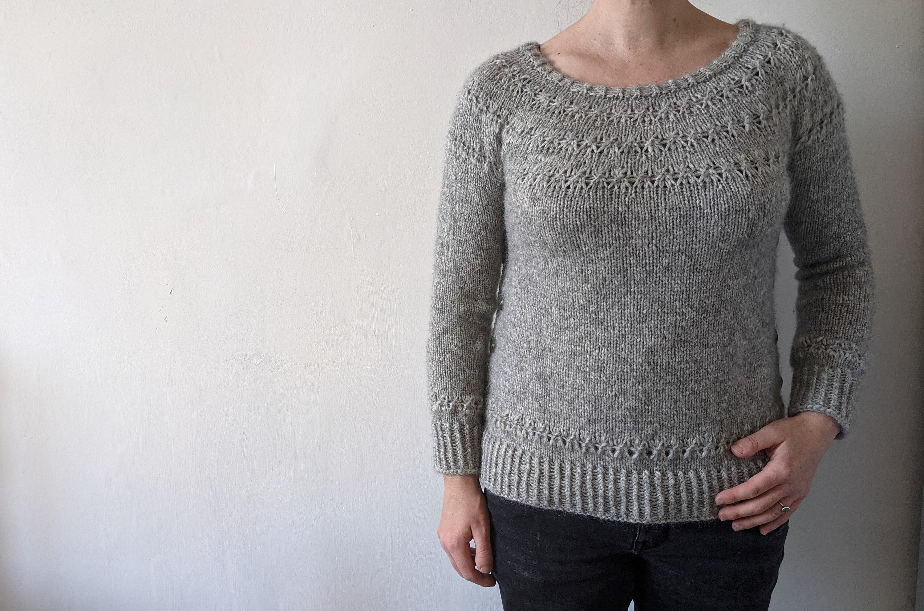 PATTERN Aran Weight Lace Yoke Sweater Knitting Pattern With - Etsy