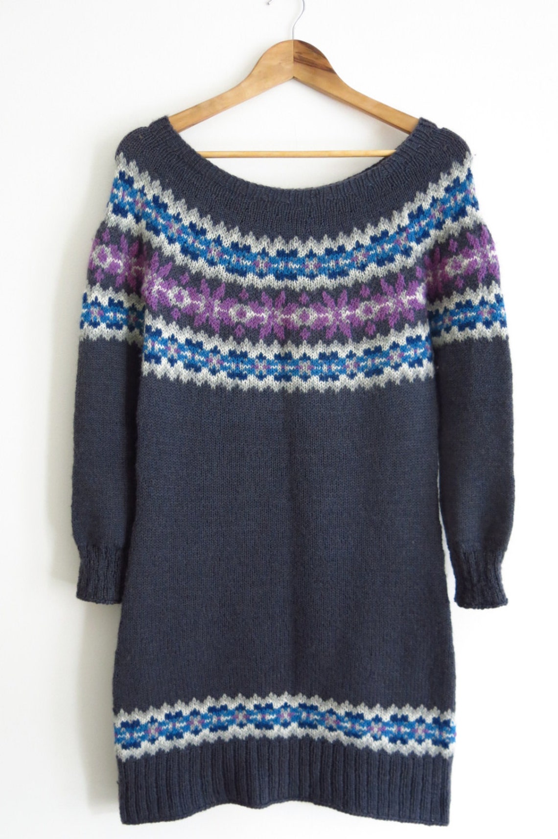 PATTERN Fairisle Sweater Dress Knitting Pattern PDF / Knitted Dress ...