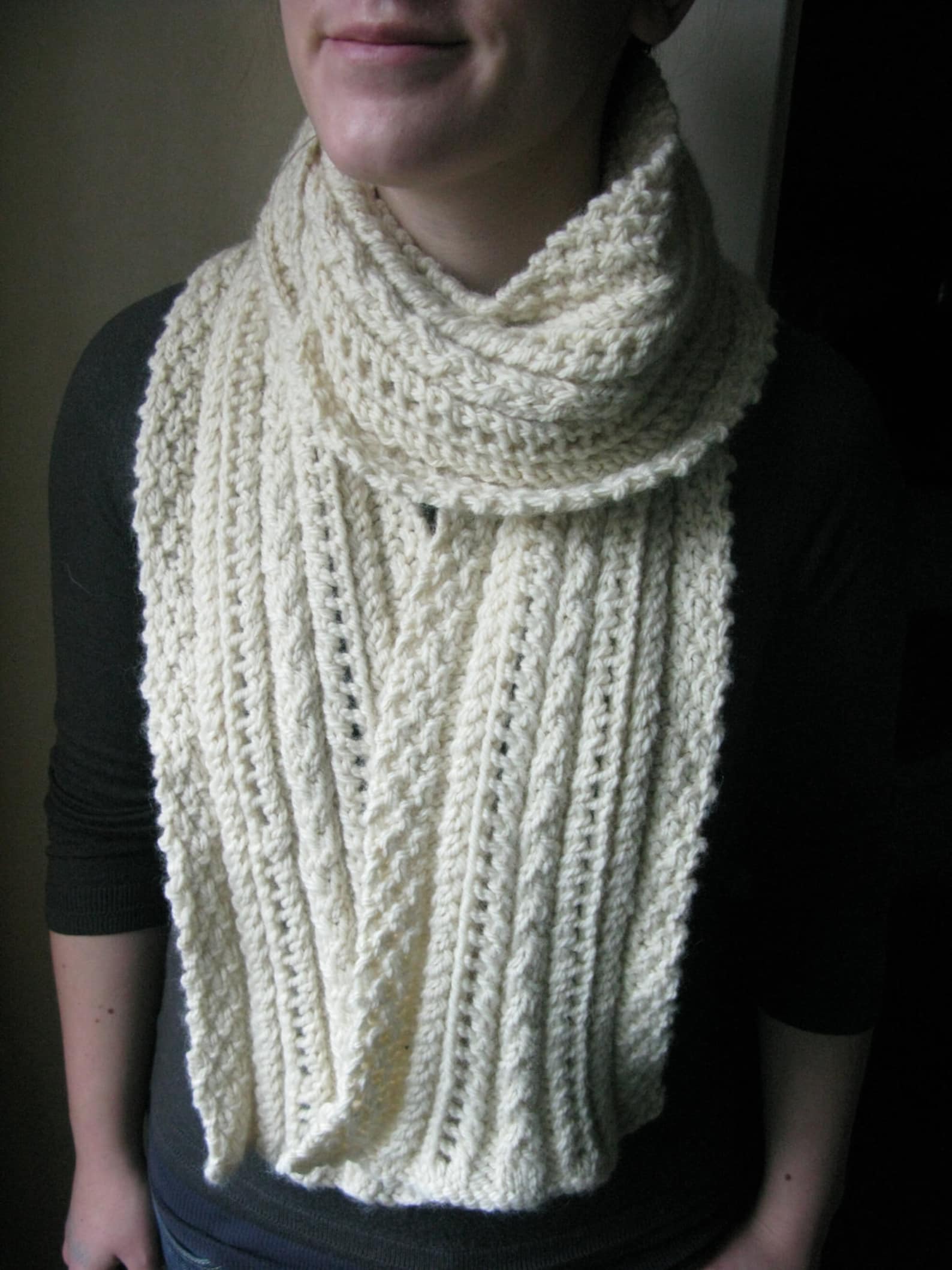 PATTERN Lace and Cable Scarf Pdf Knitting Pattern / Easy Cabled Scarf ...