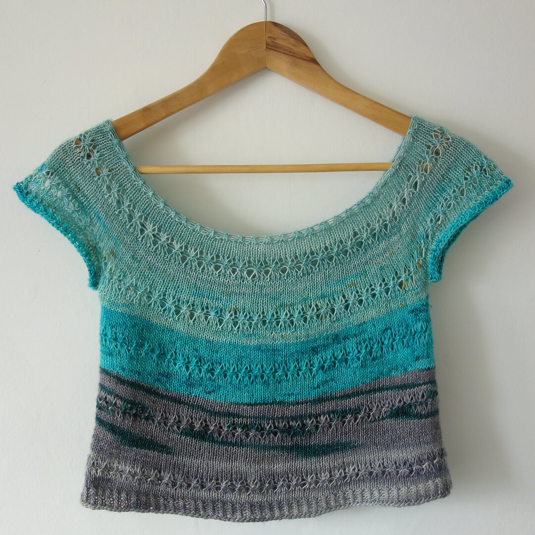 PATTERN Cropped Tee Knitting Pattern / Lace Crop Top Handknit / Lace T ...