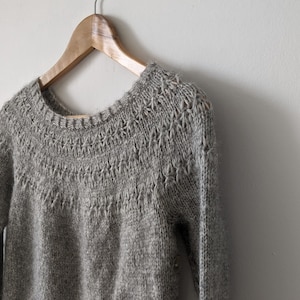 PATTERN Aran Weight Lace Yoke Sweater Knitting Pattern With Buttons ...