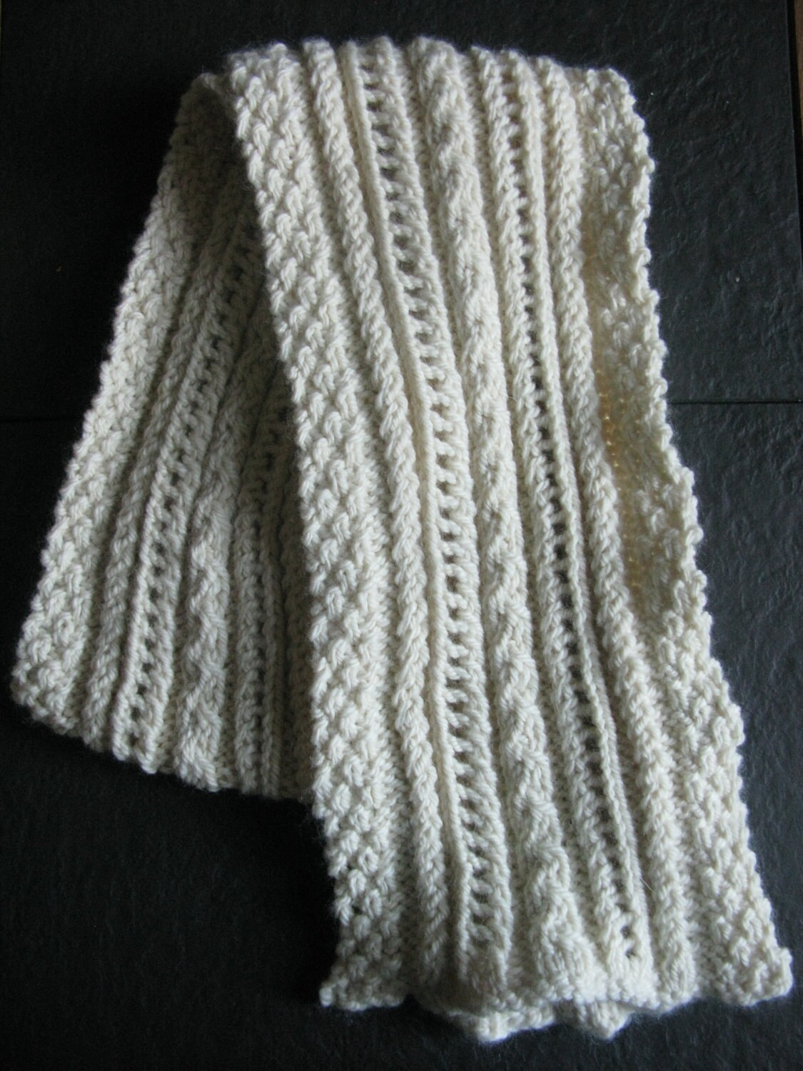 PATTERN Lace and Cable Scarf Pdf Knitting Pattern / Easy Cabled Scarf ...