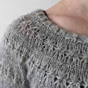 PATTERN Aran Weight Lace Yoke Sweater Knitting Pattern With Buttons ...