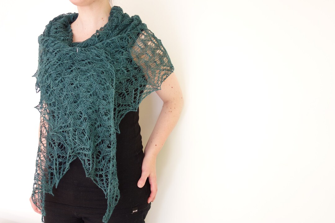 PATTERN Leaf Lace Shawl Knitting Pattern / Fine Laceweight Wrap With ...