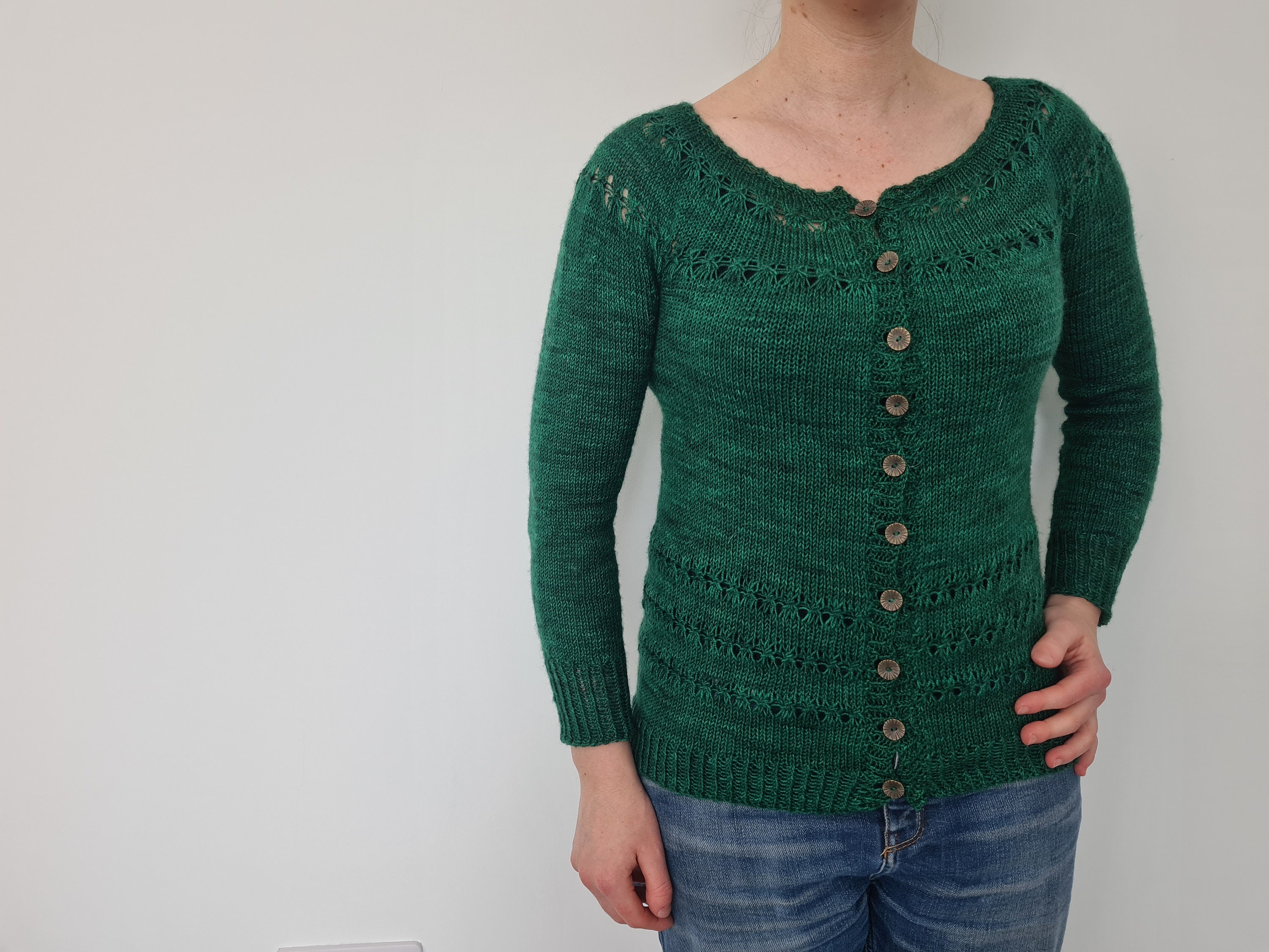 PATTERN Lace Yoke Cardigan Knitting Pattern Pdf/short and Long Sleeves ...