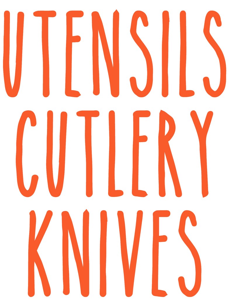 Utensils Cutlery Knives Vinyl Sticker Decal Labels for | Etsy