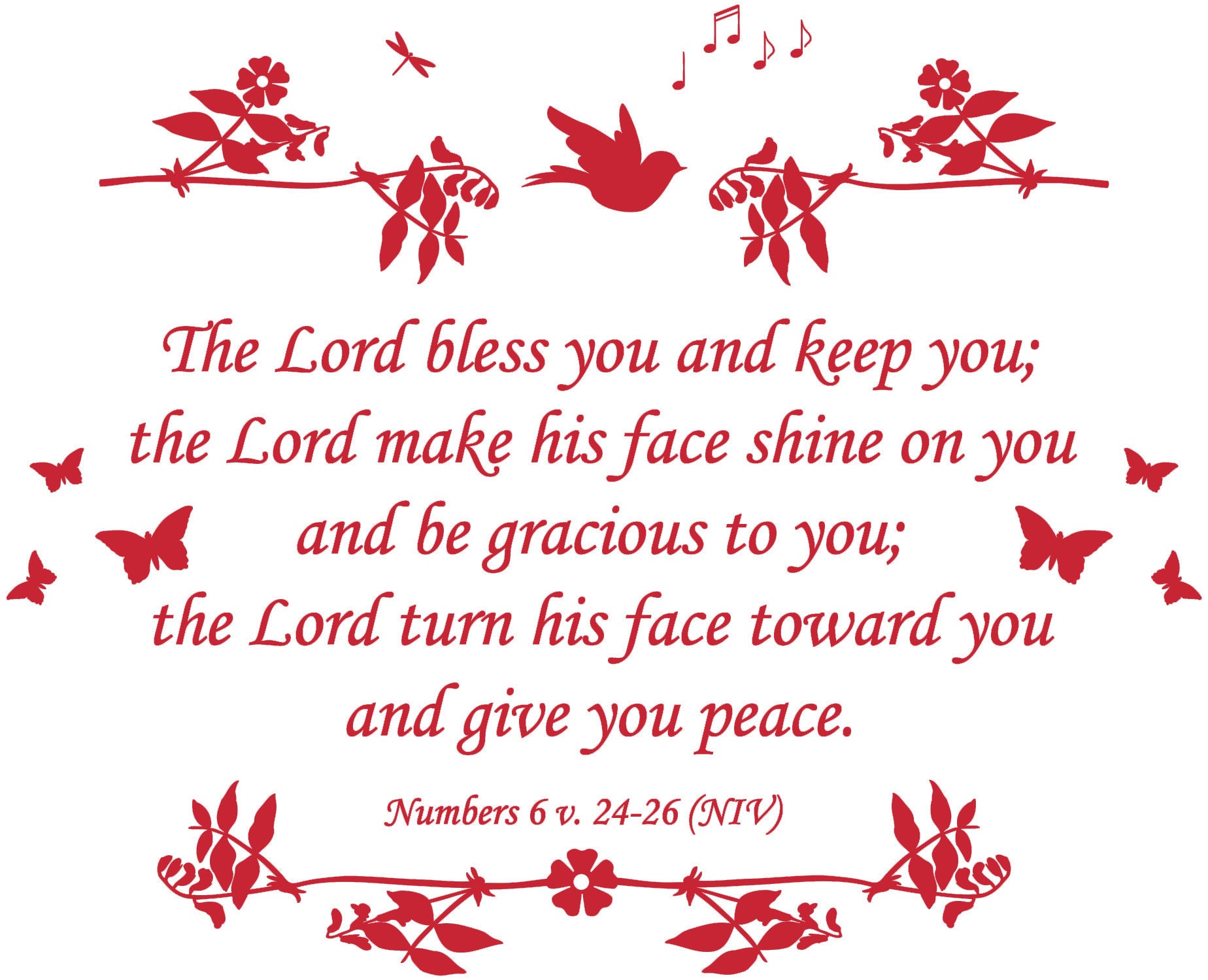 Numbers 6 v 24-26 NIV Christian Bible Verse Quote Vinyl Wall | Etsy