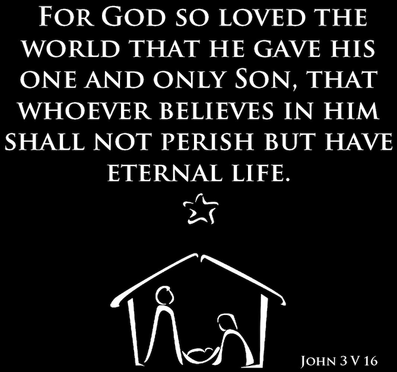 John 3 V 16 Christmas Bible Nativity Quote Vinyl Wall Art - Etsy UK