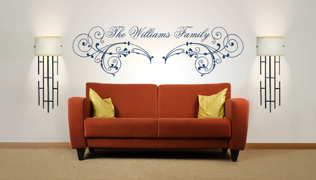 Personalised Family Name Flourish Vinyl Wall Art Sticker - Etsy Sweden