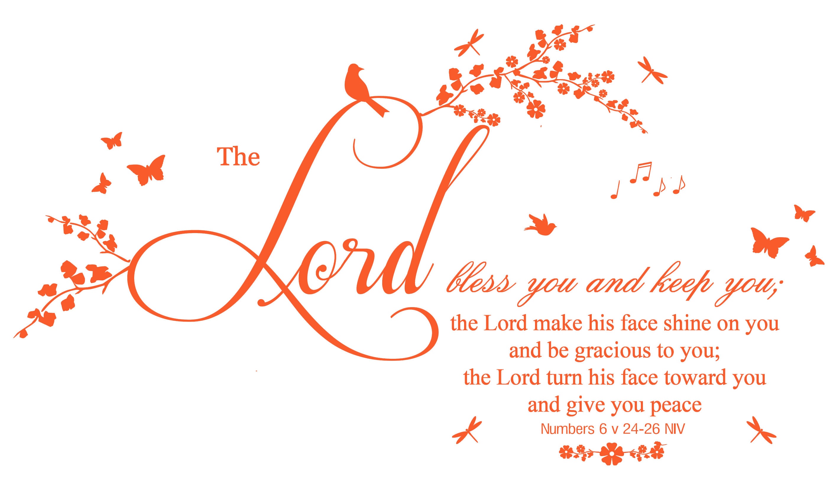 Numbers 6 v 24-26 NIV Christian Bible Verse Quote Vinyl Wall | Etsy