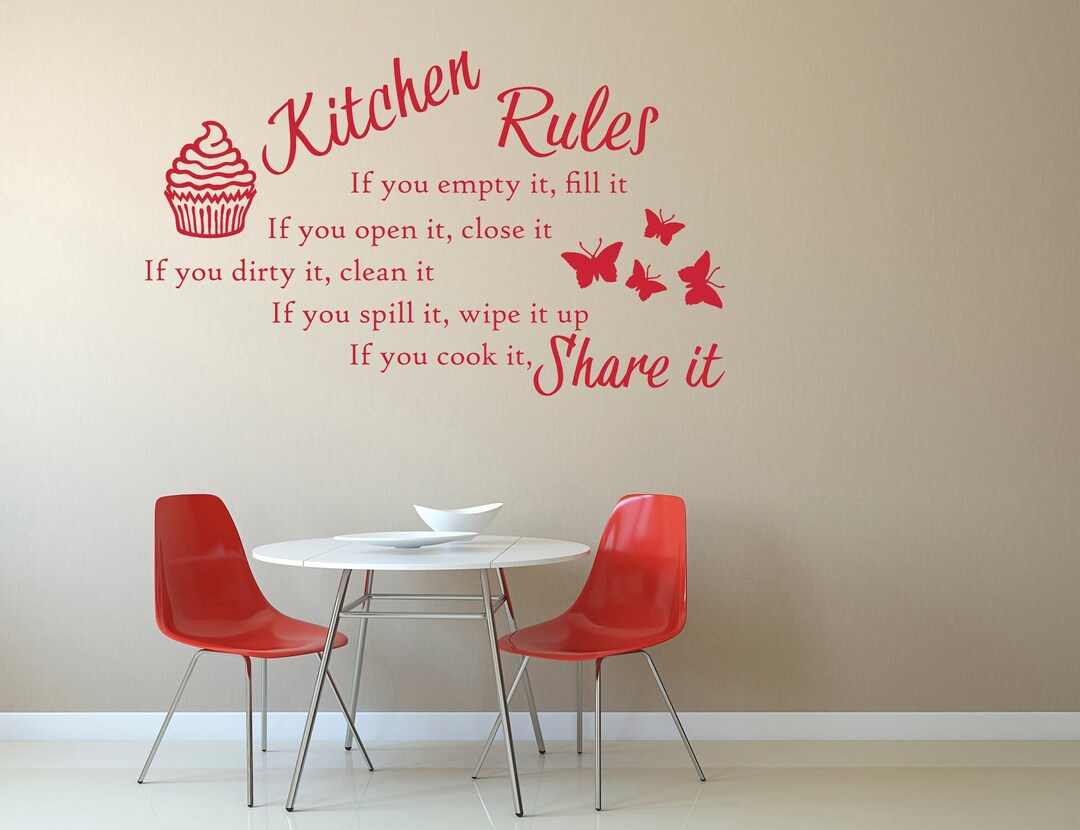 Kitchen Rules Quote, Vinyl Wall Art Sticker Decal Mural. Home, Wall ...