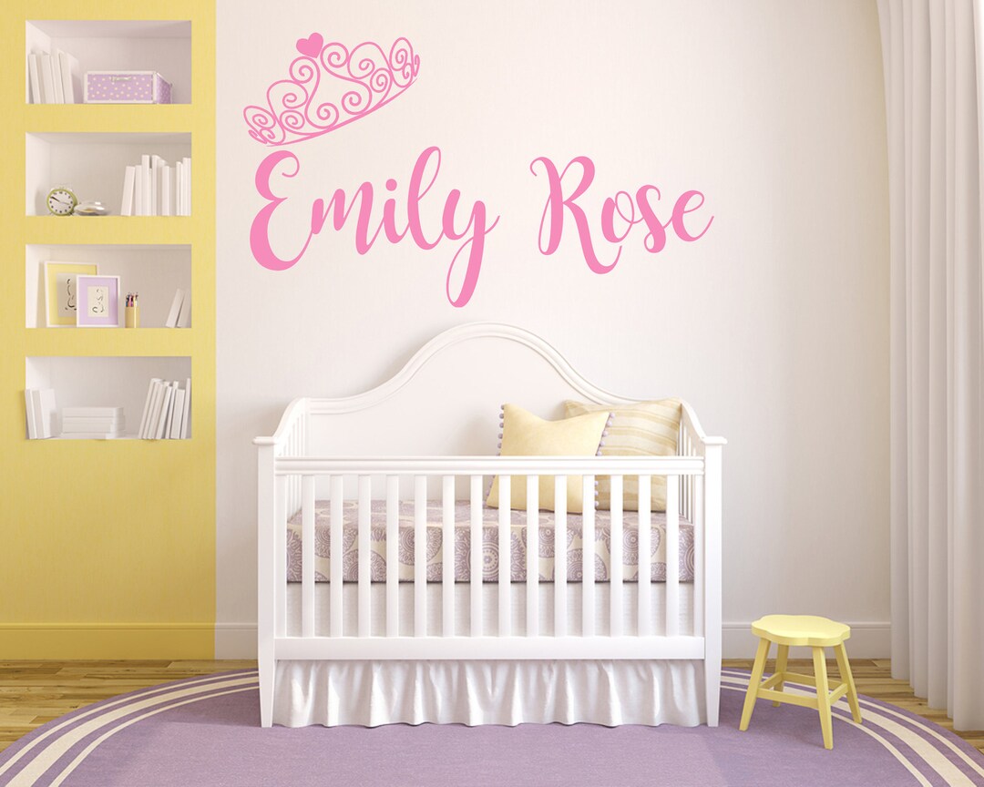 Personalised Name, Crown, Wall Art Decal Sticker, Children's Bedroom ...