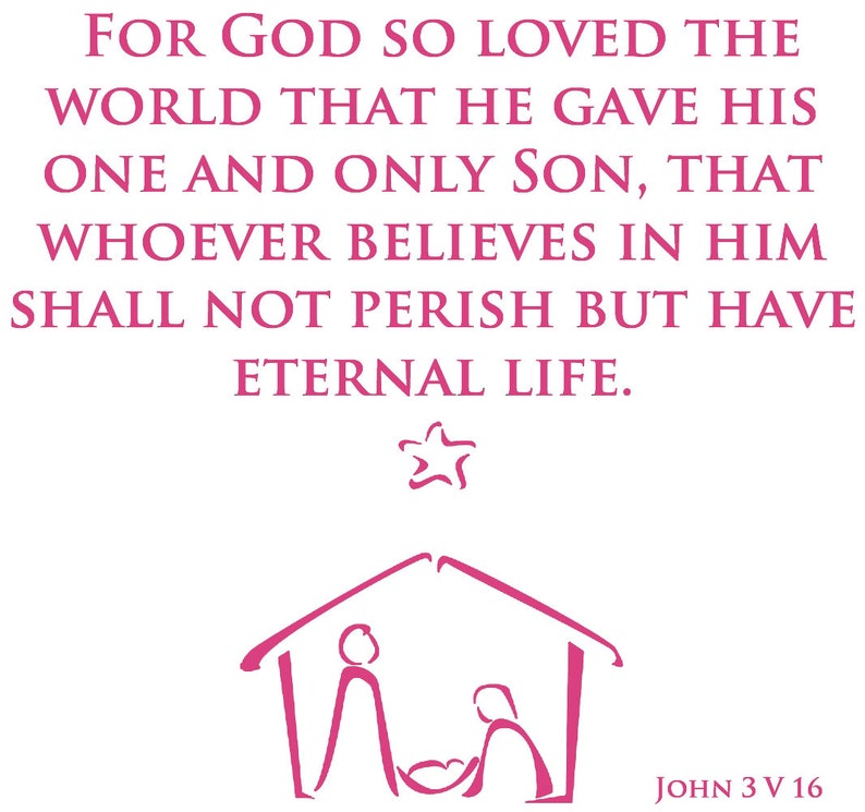 John 3 V 16 Christmas Bible Nativity Quote Vinyl Wall Art - Etsy