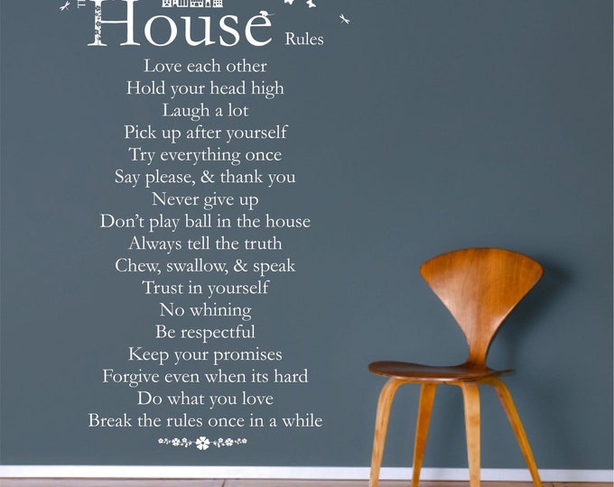 Kitchen Rules Quote Vinyl Wall Art Sticker Decal Mural. Home - Etsy