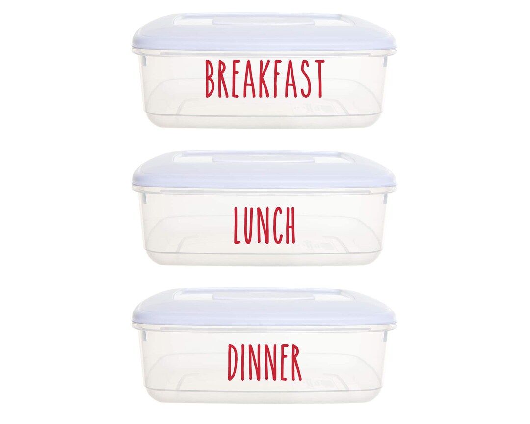 Breakfast, Lunch, Dinner - Vinyl Sticker Decal Labels for Food Storage ...