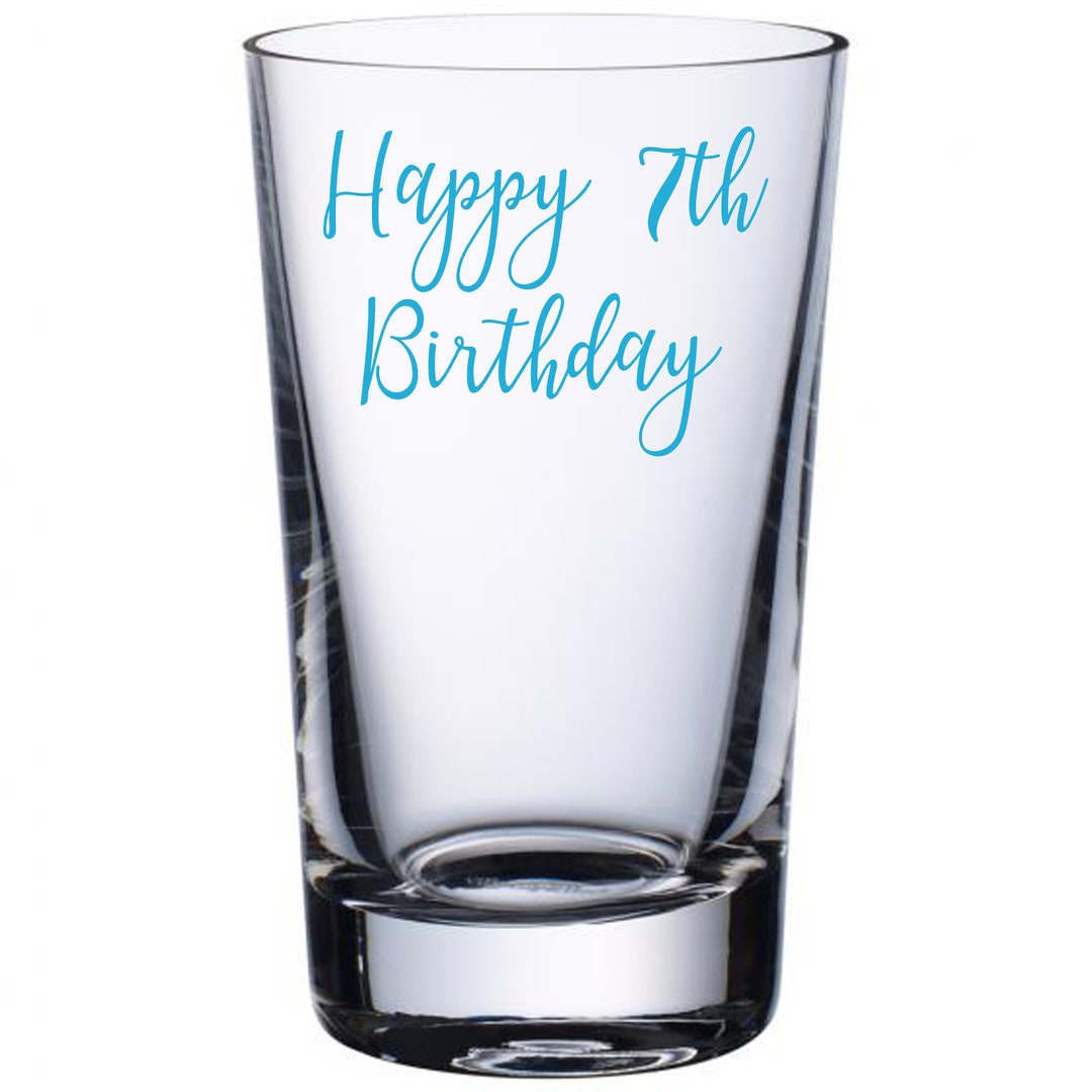 Happy 7th Birthday - Vinyl Sticker Decal Transfer Label for Glasses ...