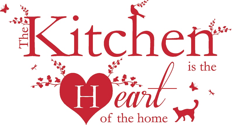 The Kitchen is the Heart of the Home Quote Vinyl Wall Art - Etsy UK