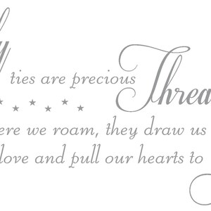 Family Ties Are Precious Threads Poem, Quote - Matt Vinyl Wall Art ...