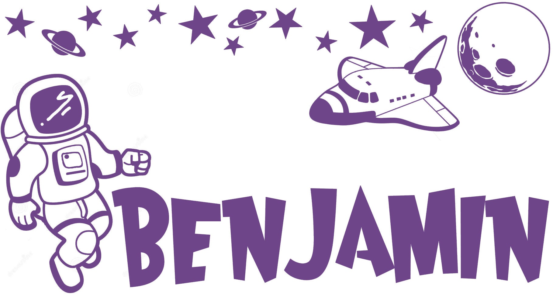 Personalised Name, Matt Vinyl Wall Art Sticker Decal, Mural, Spaceman ...