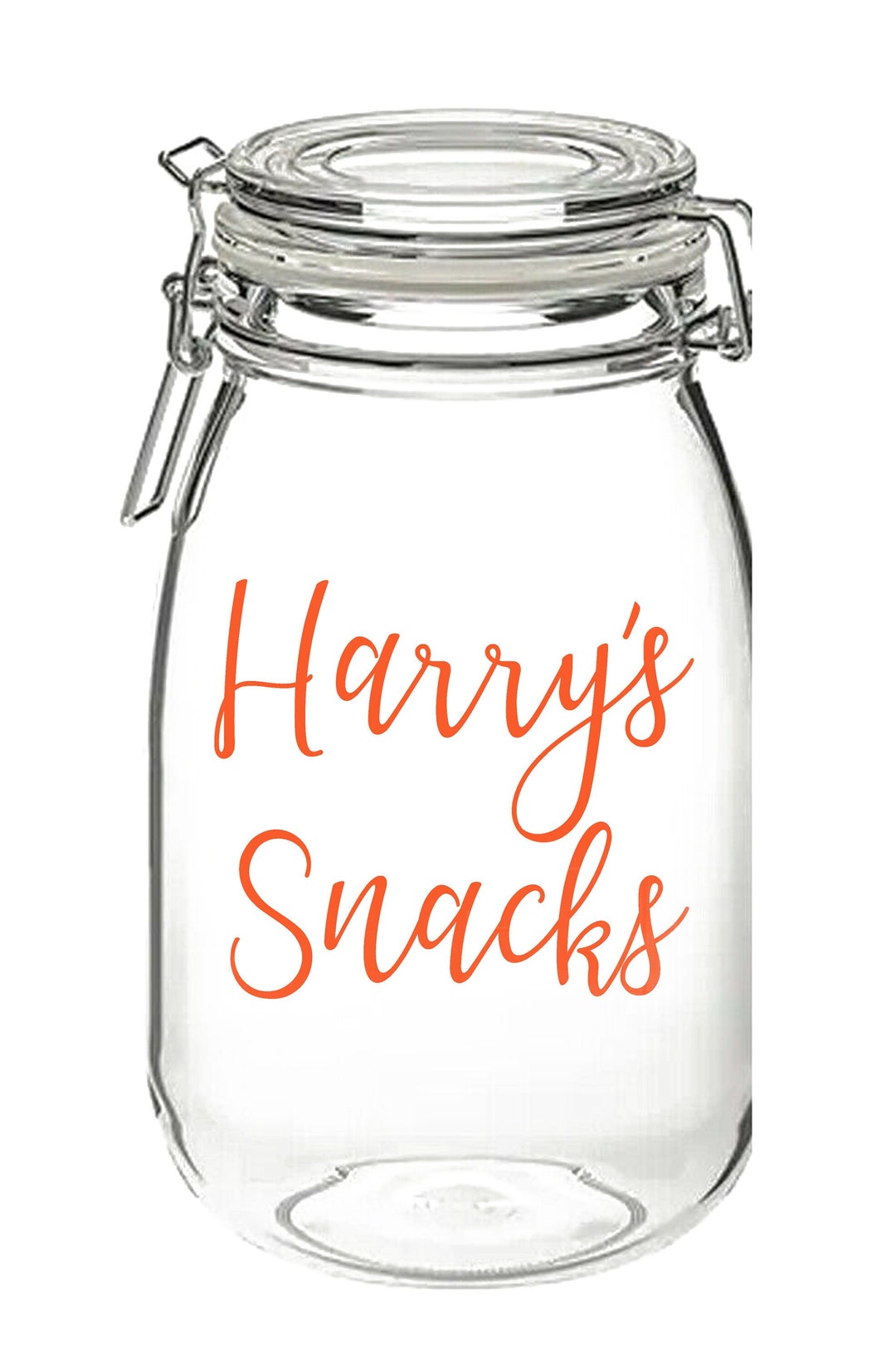 Personalised Snacks Vinyl Sticker Transfer Decal Label for Storage Jar ...