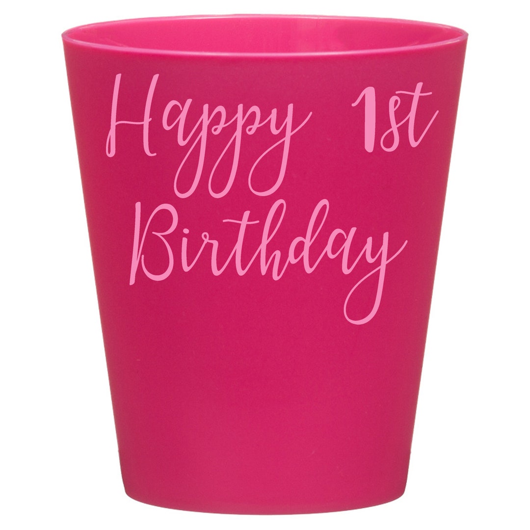 Happy 1st Birthday - Vinyl Sticker Decal Label for Glasses, Mugs ...