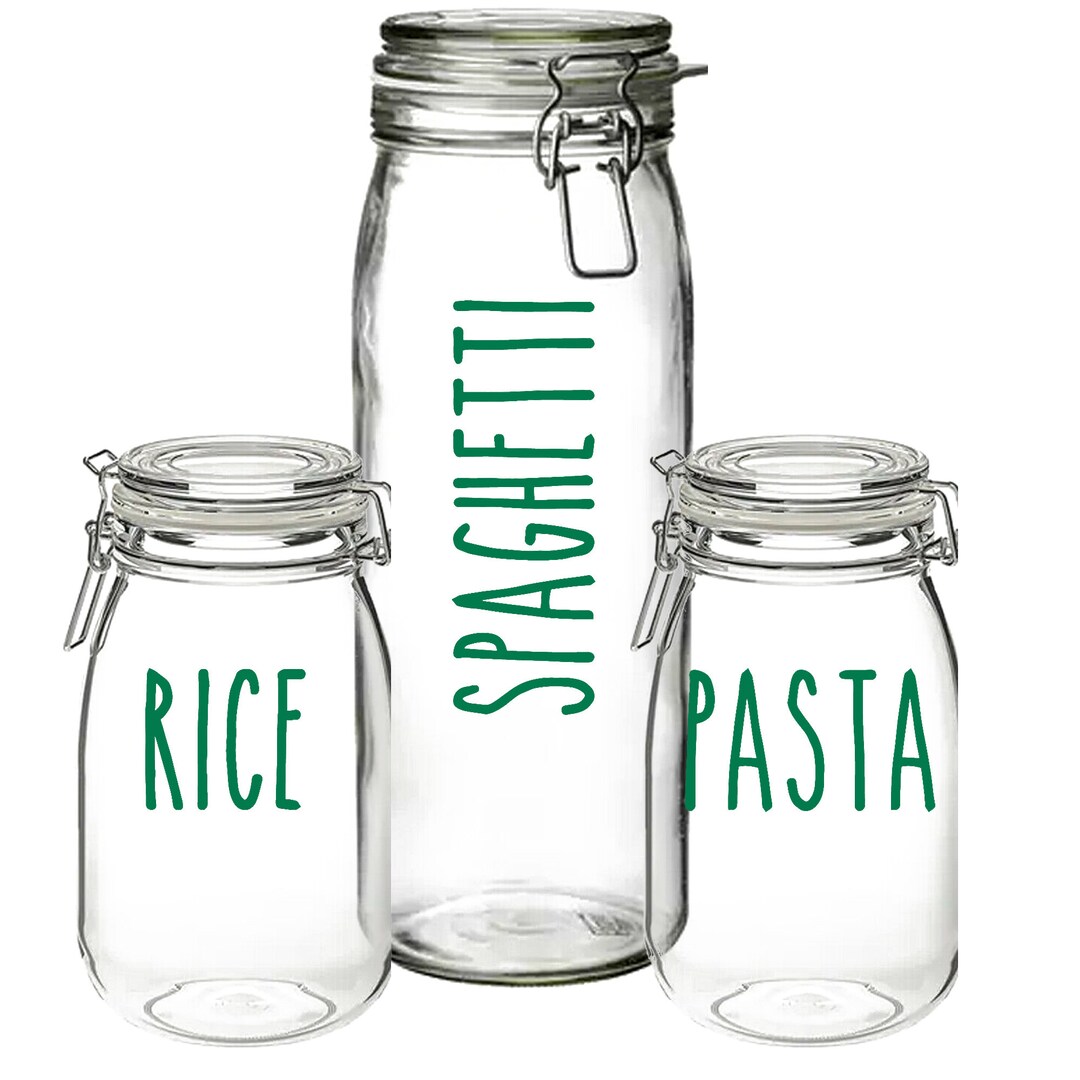 Pasta, Rice, Spaghetti - Vinyl Sticker Decal Transfer Labels for Jars ...