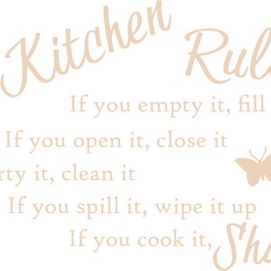 Kitchen Rules Quote, Vinyl Wall Art Sticker Decal Mural. Home, Wall ...
