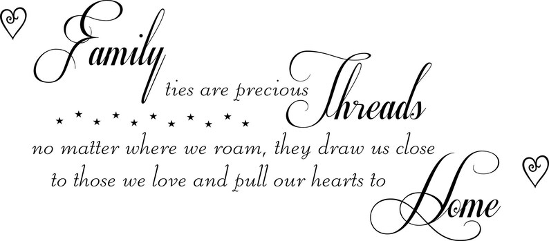 Family Ties Are Precious Threads Poem Quote Matt Vinyl Wall - Etsy