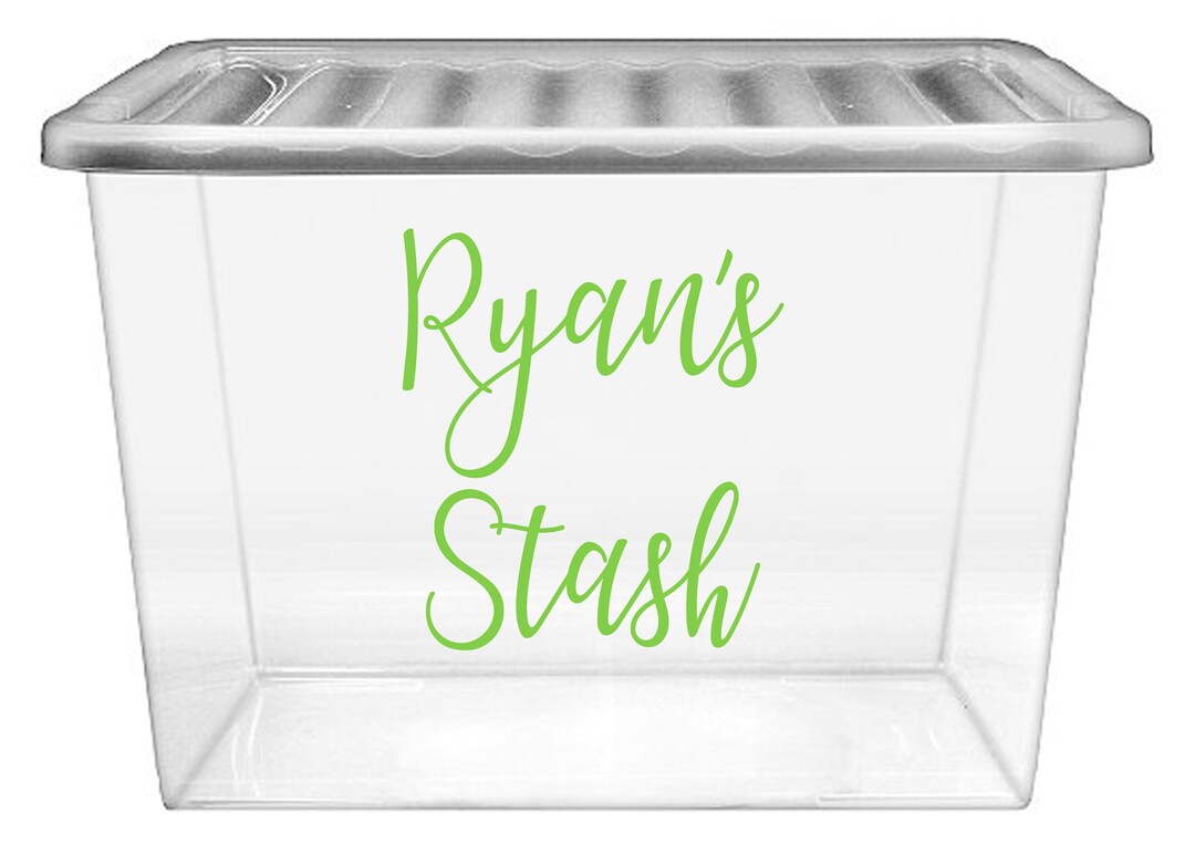 Personalised Stash Vinyl Sticker Decal Transfer Label for Storage, Box ...