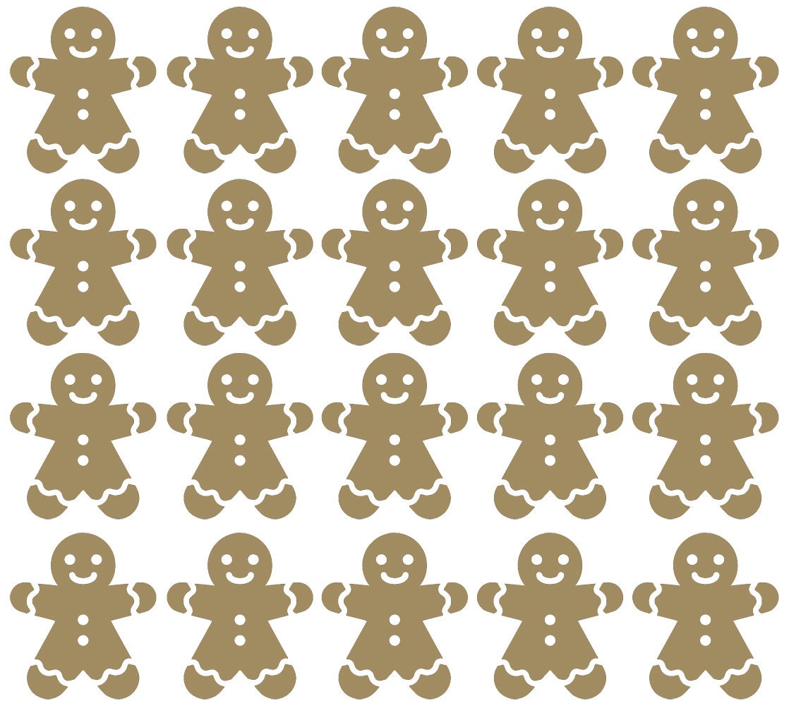 20 X Vinyl Gingerbread Man Stickers, Decal Mural. Cardmaking ...