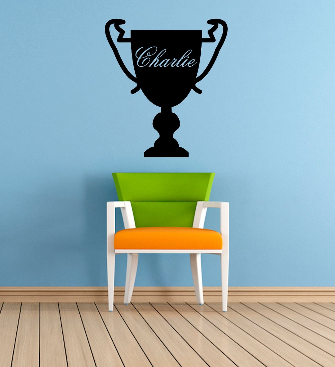 Personalised Name, Trophy, Vinyl Wall Art Sticker, Decal. Home, Wall ...