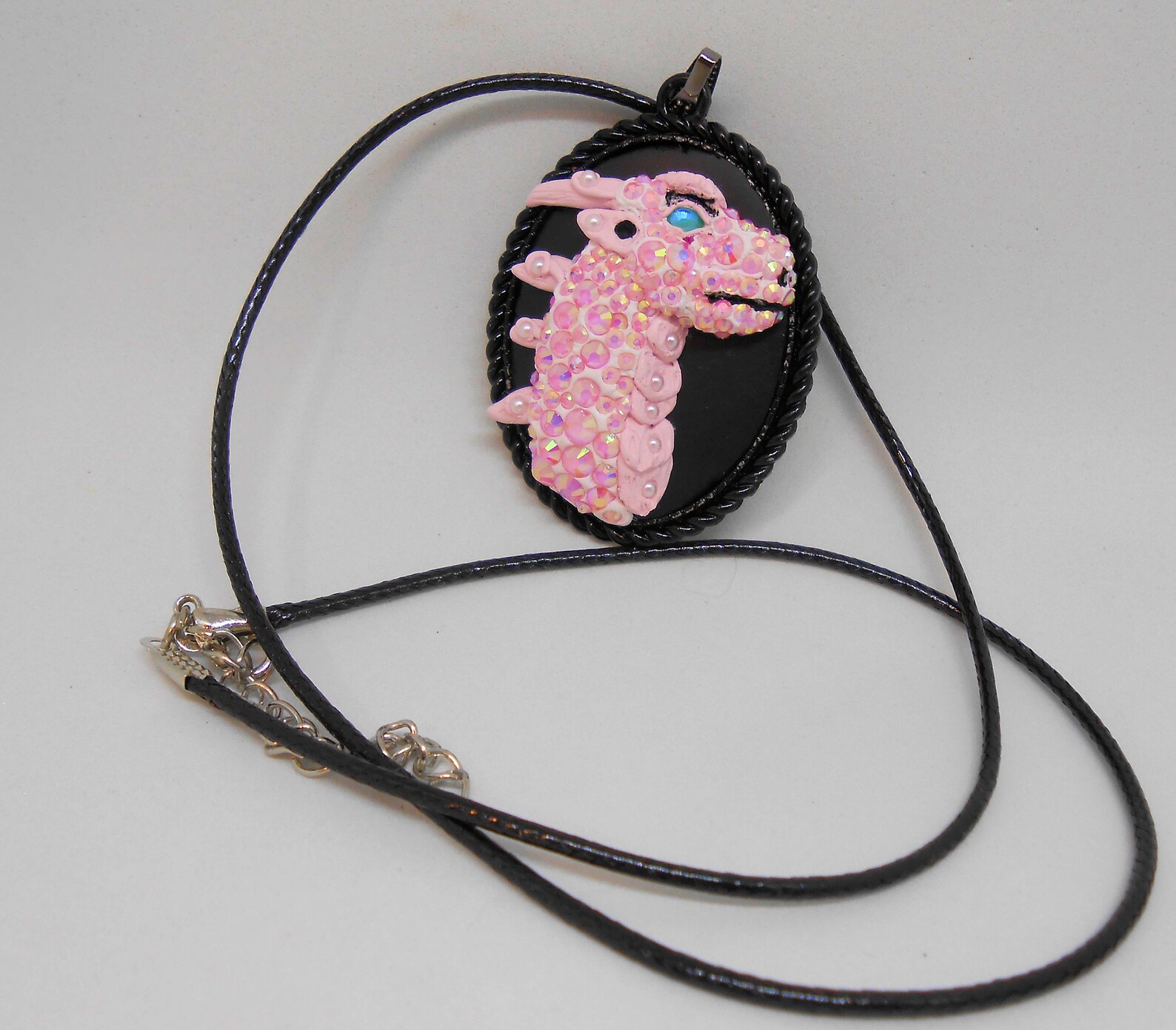 Pink Dimond Dragon Bust Necklace - Etsy