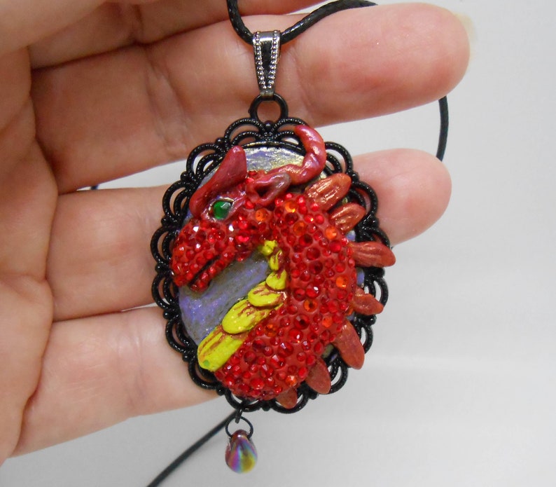 Red Diamond Dragon Necklace . - Etsy