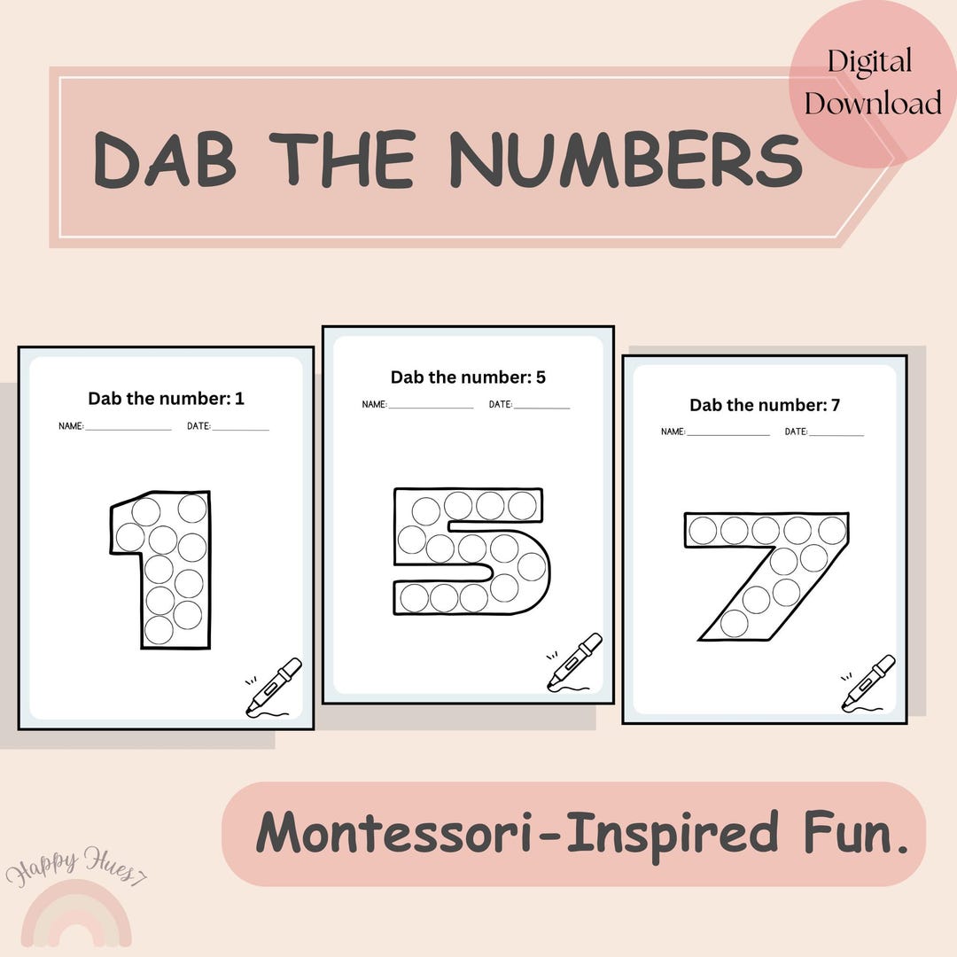 Number Dab Activity: Preschool Counting Practice (PDF File US Letter ...