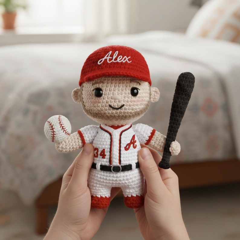 Personalized Baseball Doll, Custom Crochet Sports Doll, Look Alike Boy ...