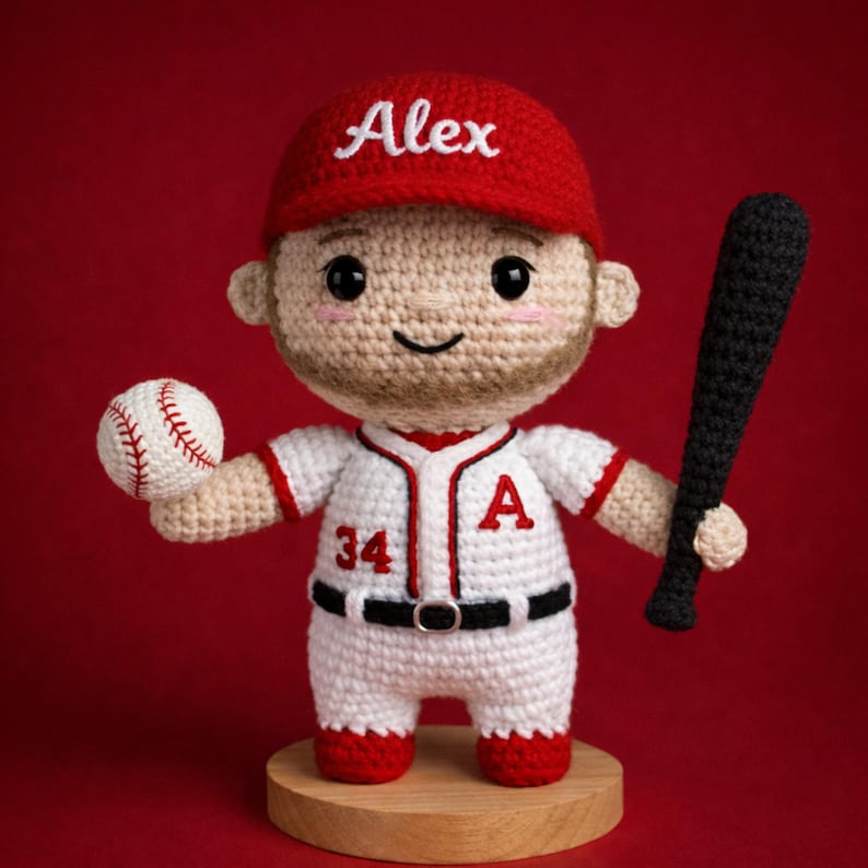 Personalized Baseball Doll, Custom Crochet Sports Doll, Look Alike Boy ...