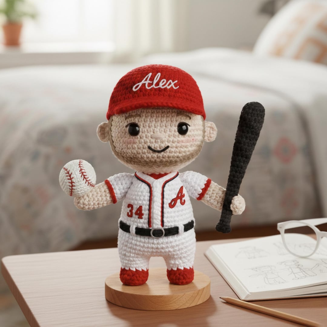 Personalized Baseball Doll, Custom Crochet Sports Doll, Look Alike Boy ...